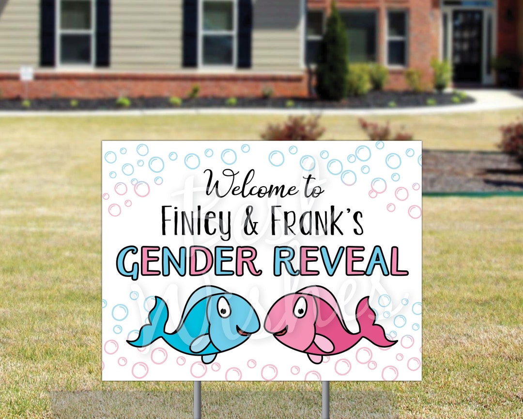 Fish Gender Reveal Yard Sign, Fish-he or Fish-she, Welcome Sign, Team ...