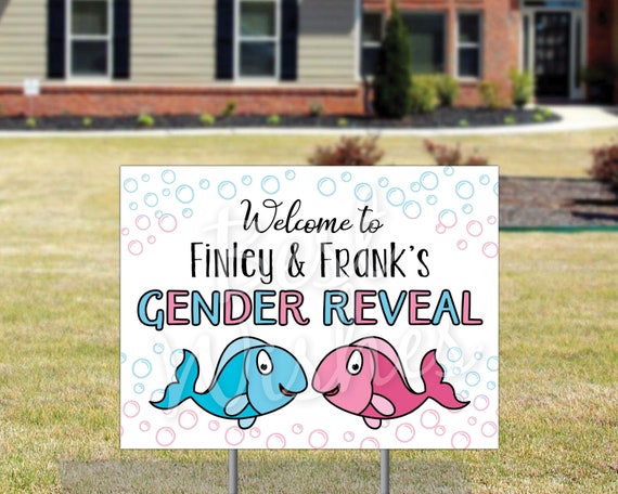 Fish Gender Reveal Yard Sign Fish-he or Fish-she Welcome - Etsy