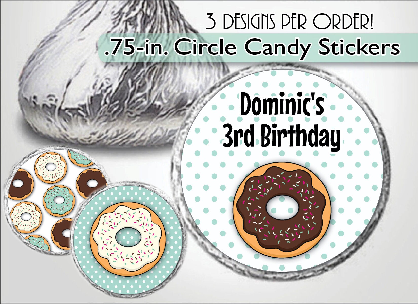 Donut Kiss Labels Doughnut Party Supplies Customized Kiss | Etsy