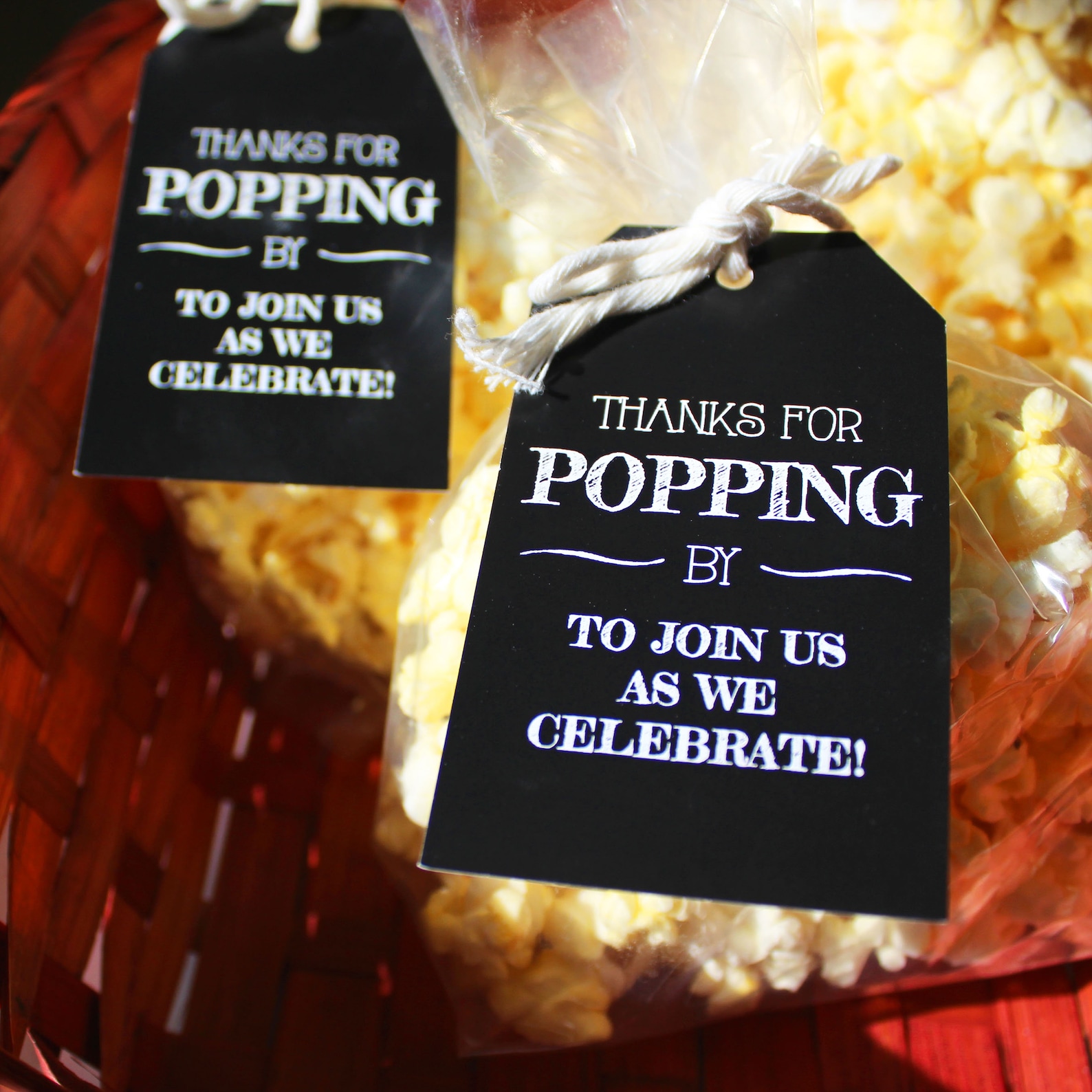 Favor Tags Opt. Clear Popcorn Bags Thanks for Popping By - Etsy
