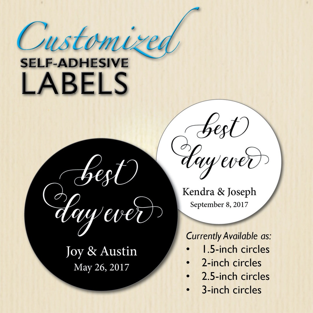 BEST DAY EVER Wedding Stickers Favor Labels Black White - Etsy