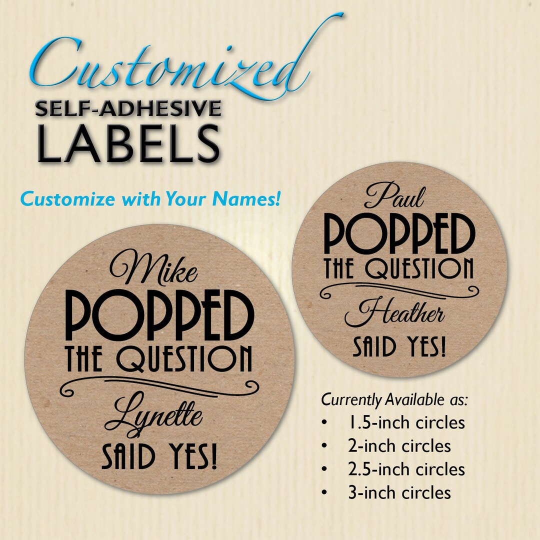He Popped the Question, Bridal Shower Label, Engagement Party, Wedding ...