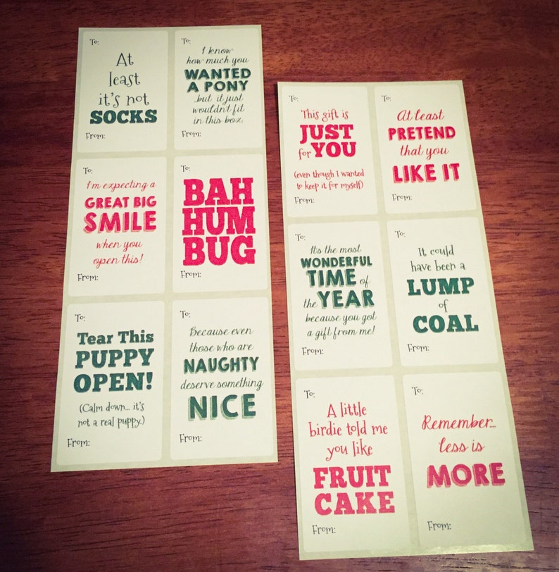 12 Funny Christmas Stickers Self-Adhesive Gift Tags Holiday | Etsy