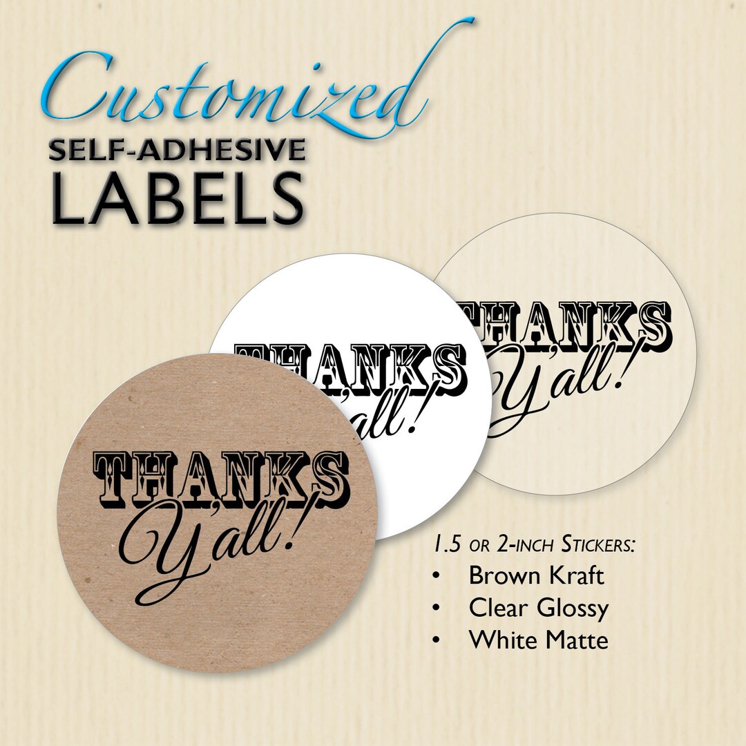 THANKS Y'ALL Sticker, Clear Stickers, Brown Kraft, Shop Packaging ...