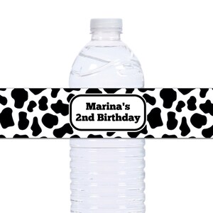 Cow Print Water Bottle Labels, Waterproof, Baby Shower or Birthday ...