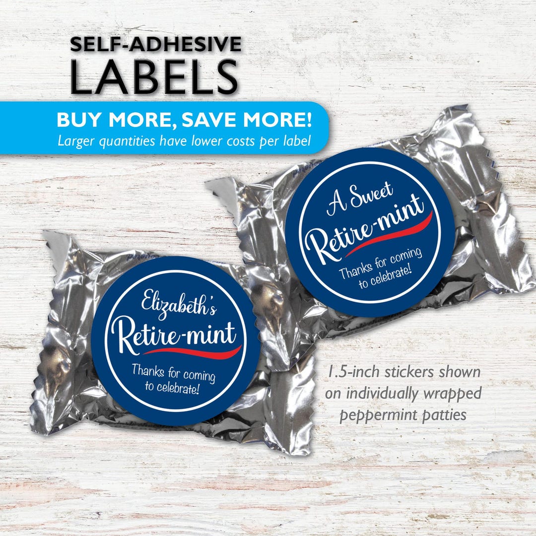 Retire-mint Labels - Retirement Stickers - for Personalized Favors ...