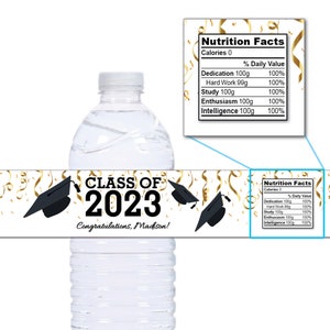 Printed Waterproof Graduation Water Bottle Labels - Etsy