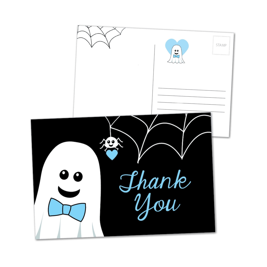 Ghost Thank You Note Postcards Halloween Thank You Note - Etsy