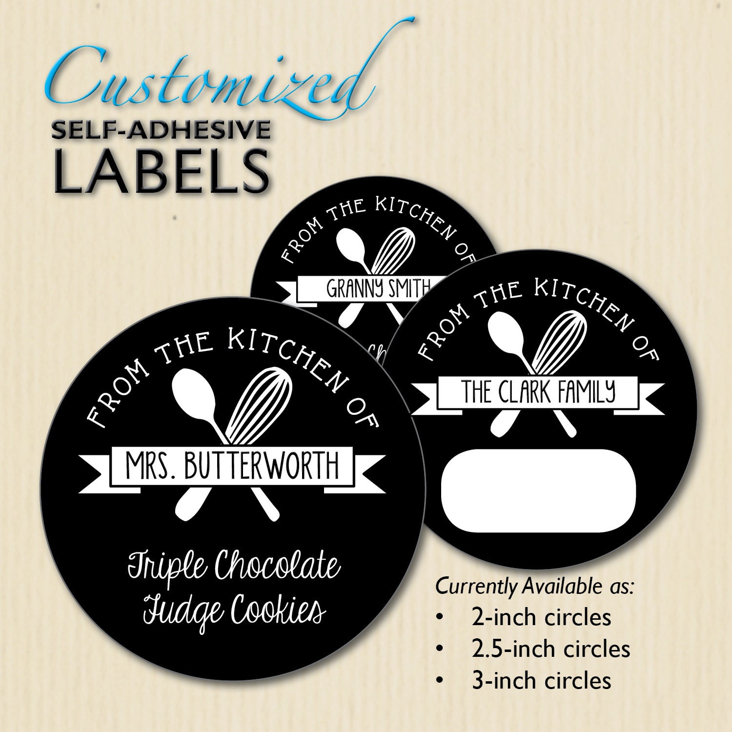 Personalized Kitchen Labels, Chalkboard, Homemade, Baked Goods ...