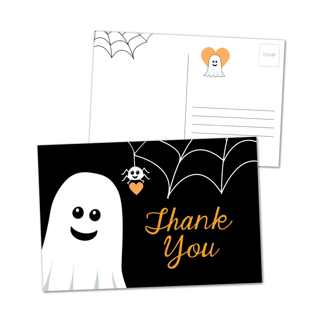 Ghost Thank You Note Postcards, Halloween Thank You Note Cards, Our ...