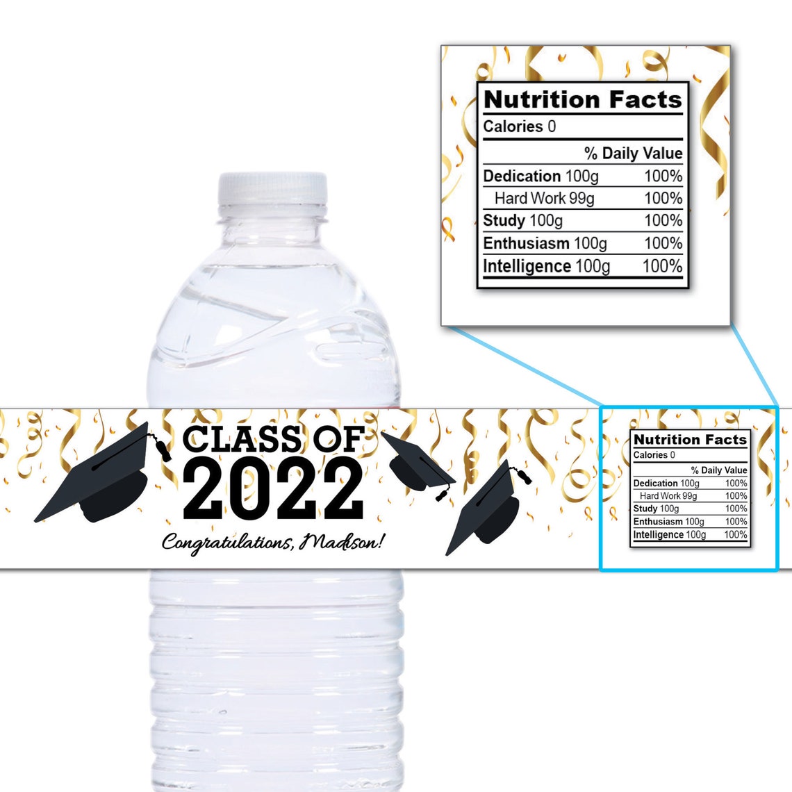 Printed Waterproof Graduation Water Bottle Labels - Etsy