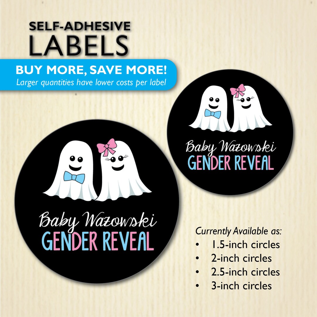 Ghost Gender Reveal Stickers - Booy or Ghoul Party Favor Labels for ...