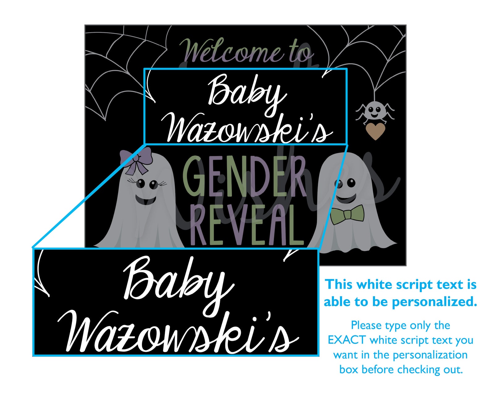 Ghost Gender Reveal Yard Sign Halloween Baby Team Booy or - Etsy