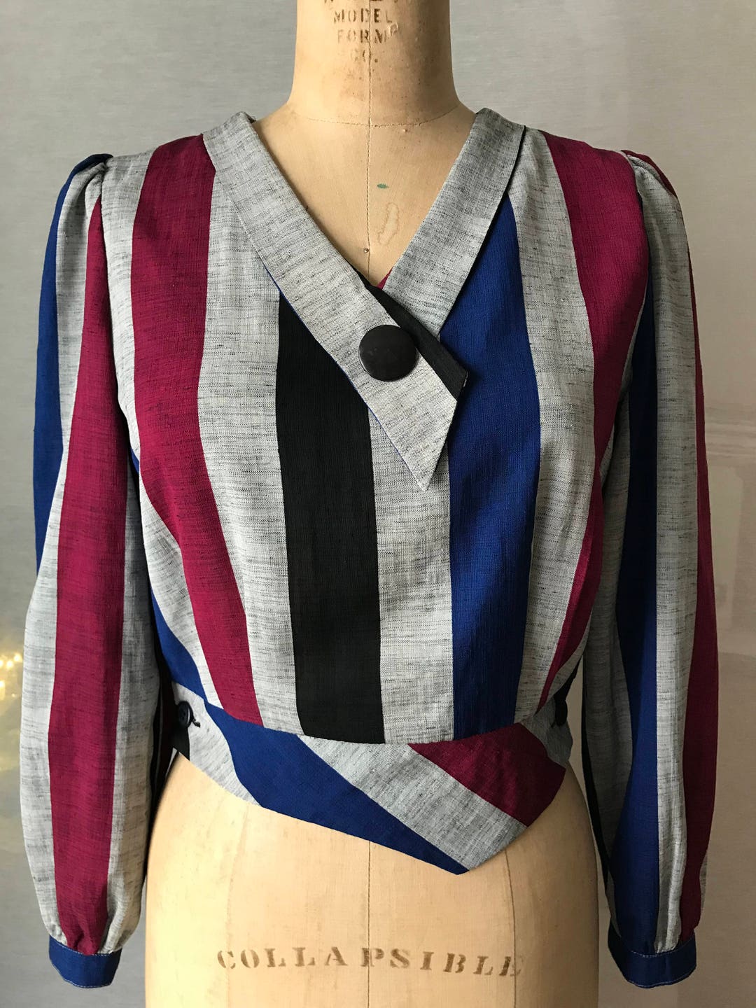Blusa recortada a rayas vintage de los años 80 única Combínalo con ...