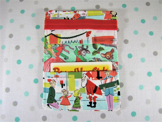 Retro Christmas Wallet Retro Christmas Fabric Vintage | Etsy