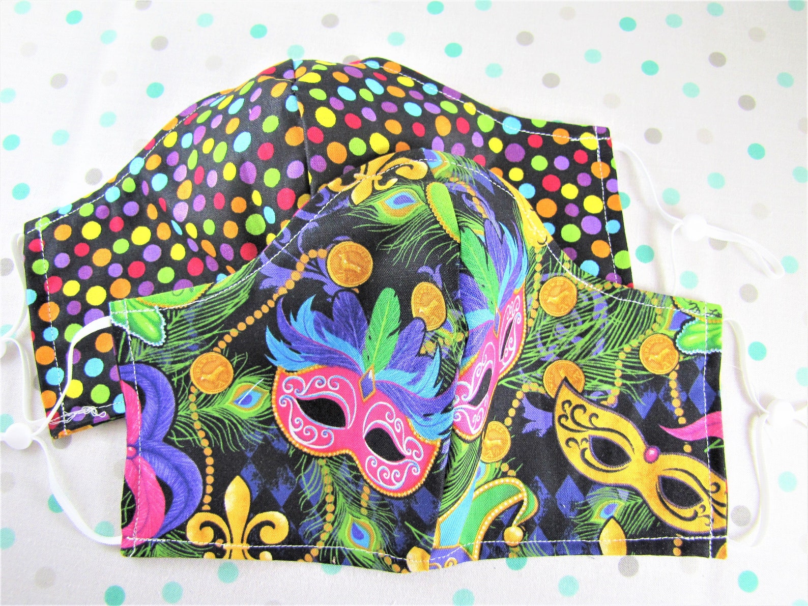 Mardi Gras Face Mask Fat Tuesday Masquerade Masks Fabric | Etsy
