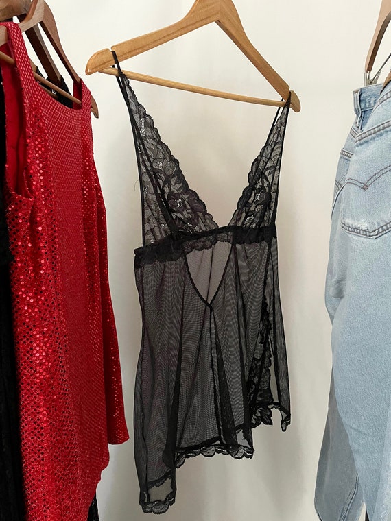 Y2K Victoria's Secret Mesh Lace Slip Dress - Gem