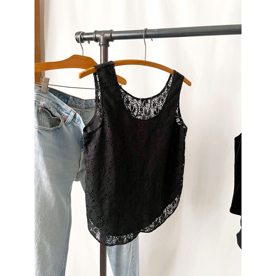 Vintage 90s Sheer Lace Boxy Sleeveless Top - Etsy