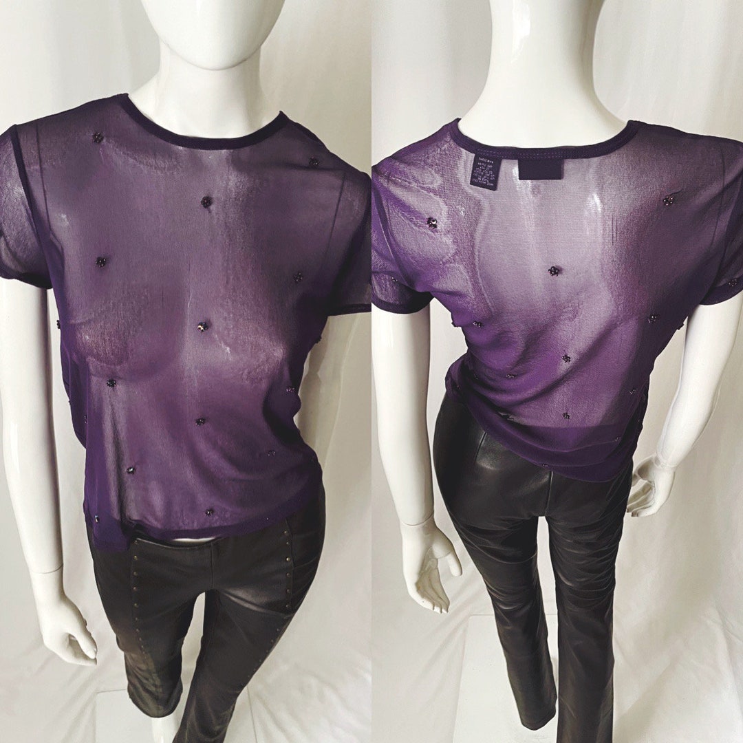 Y2K Mesh Beaded Sheer Top - Etsy