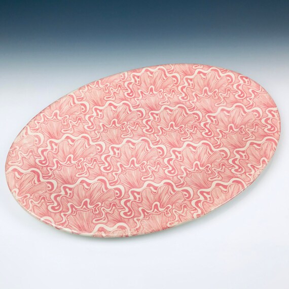 Pink Waves Serving Platter 14 1/2 X 10 X 1 | Etsy