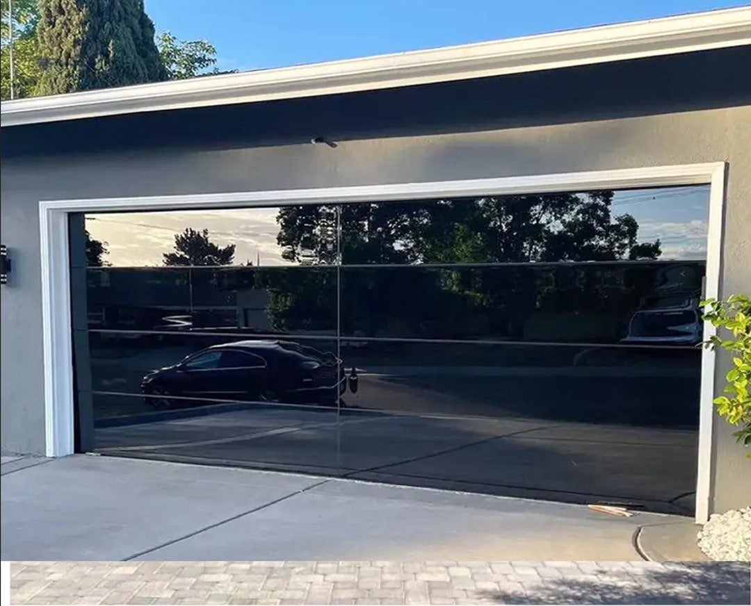 Black Frameless Full View Glass Garage Door 16' X 8' - Etsy