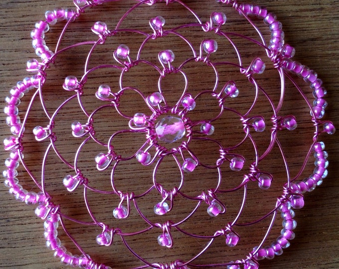 Pink Beaded Wire Girl's Kippah - Etsy