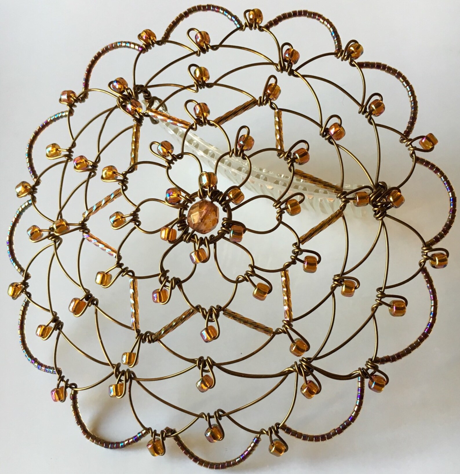 Iridescent Amber Beaded Star of David Women's Wire Kippah - Etsy