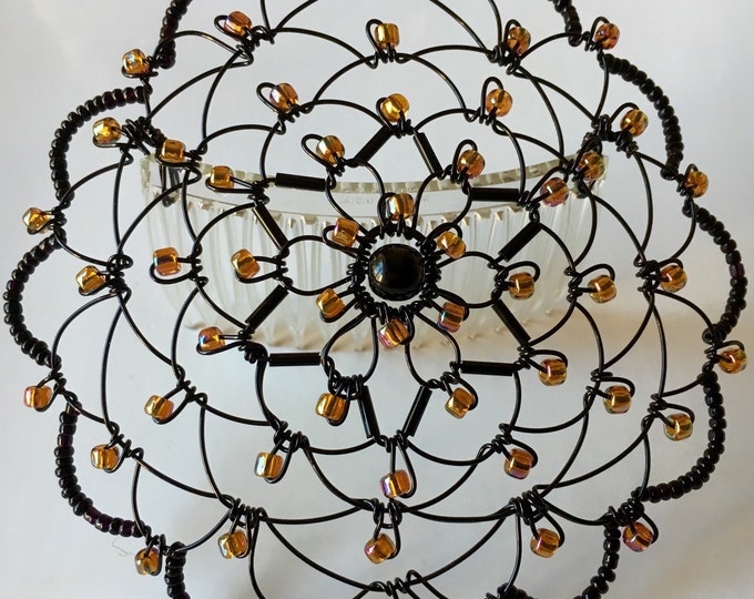 Amber and Black Star of David Women's Beaded Wire Kippah - Etsy