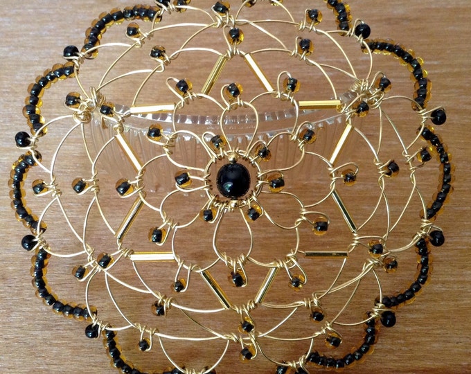 Gold and Black Star of David Women's Beaded Wire Kippah - Etsy