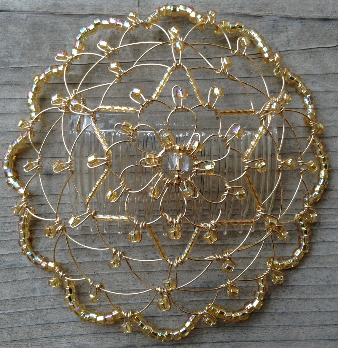 Iridescent Gold Beaded Star of David Wire Kippah for Women | Etsy