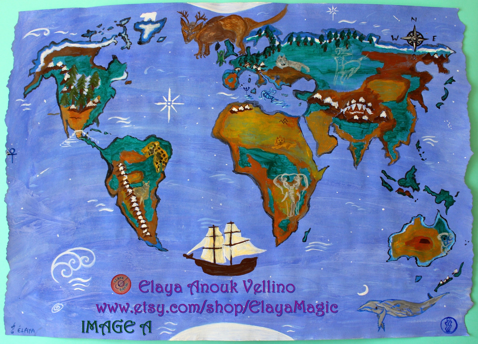 Children World Map Adventure World Map Animal Spirit World - Etsy