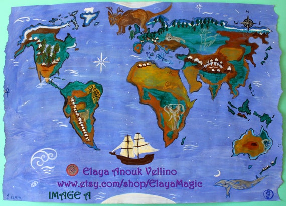 Children World Map Adventure World Map Animal Spirit World - Etsy