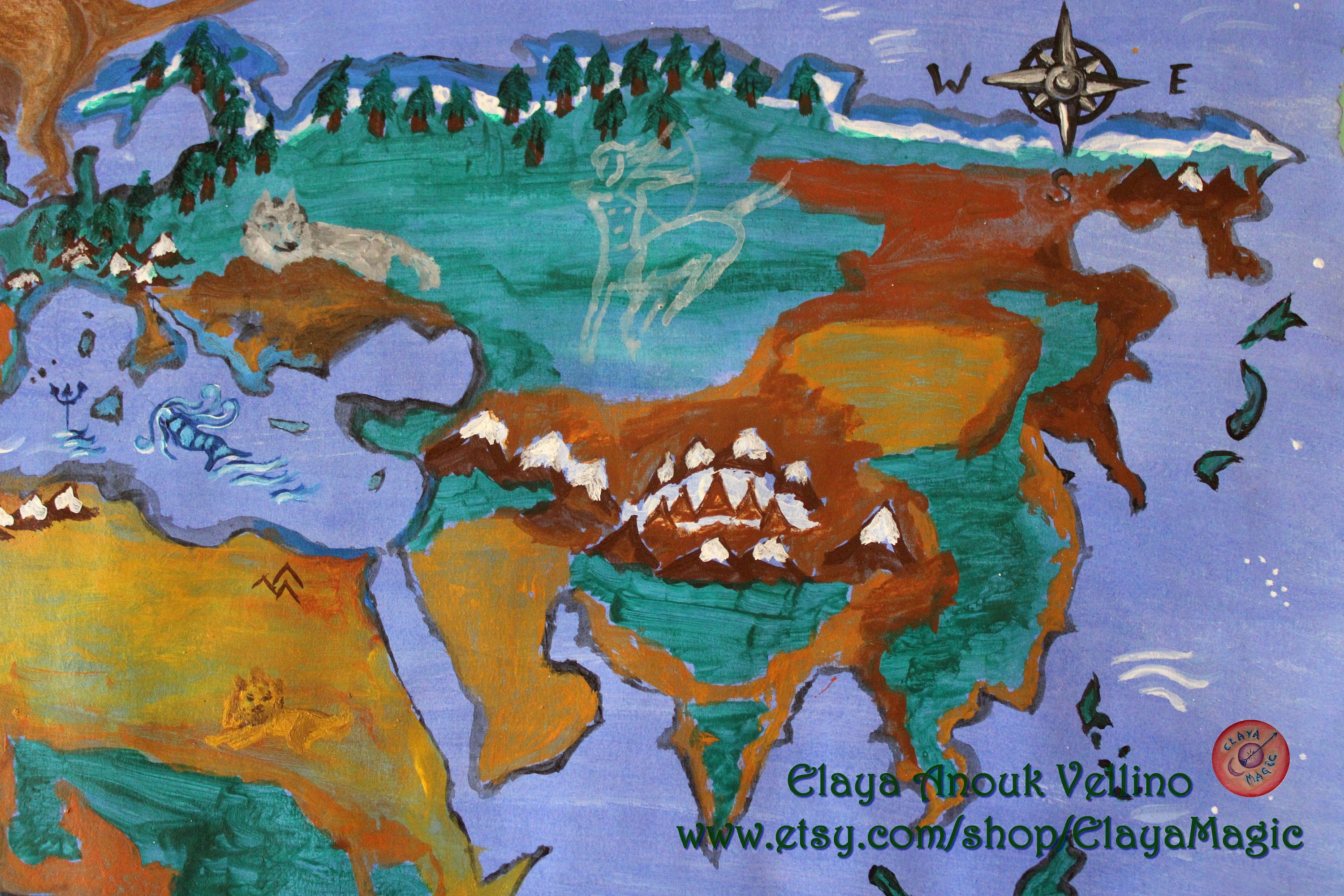 Children World Map Adventure World Map Animal Spirit World - Etsy
