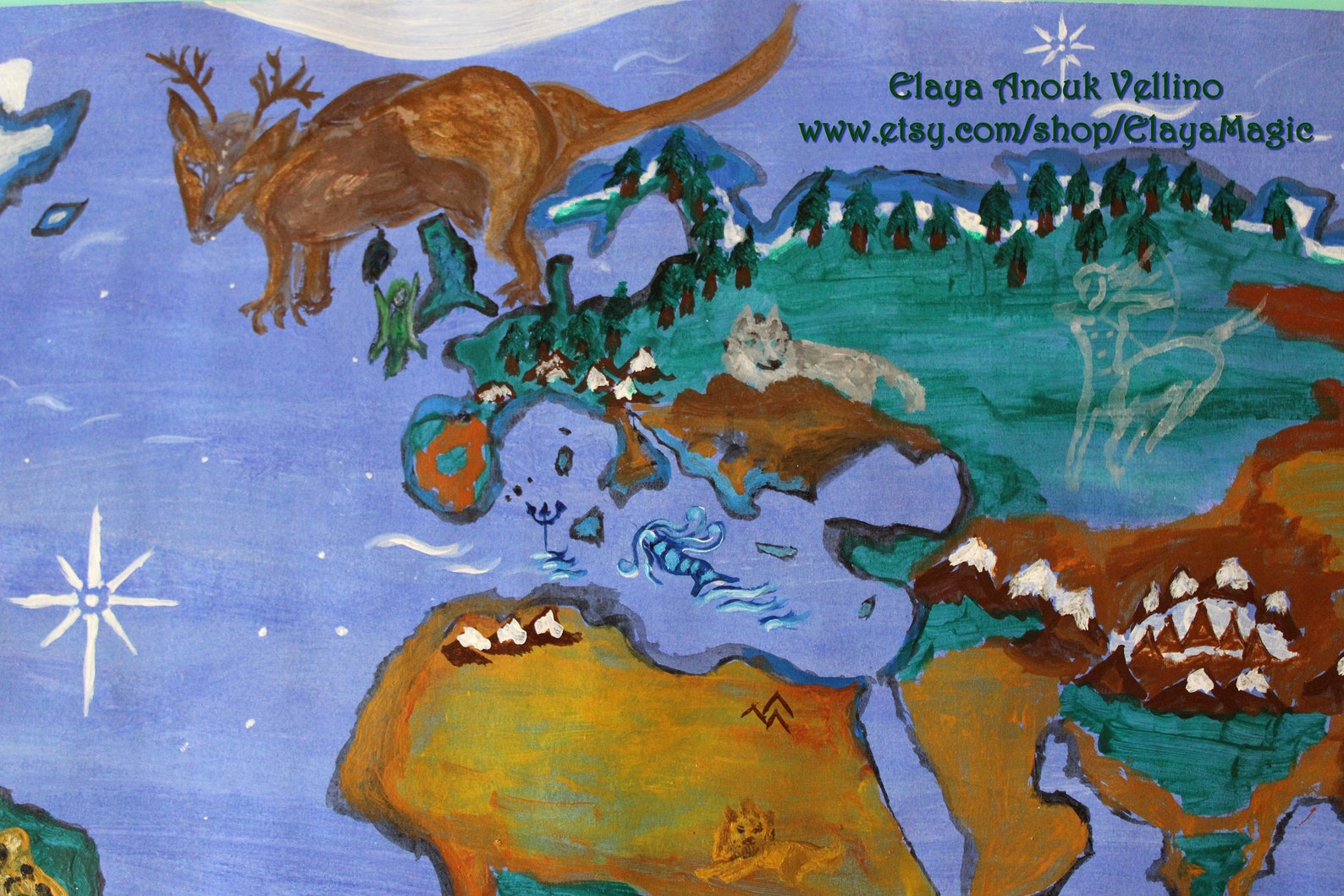 Children World Map Adventure World Map Animal Spirit World - Etsy