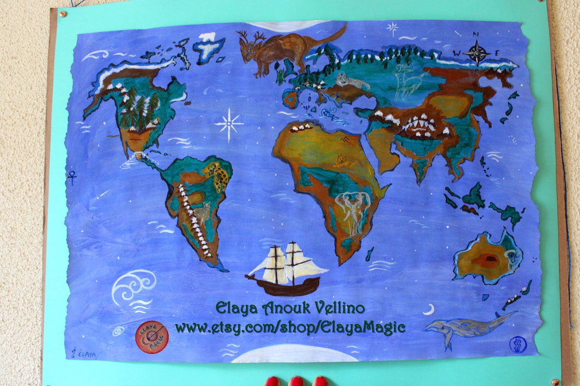 Children World Map Adventure World Map Animal Spirit World - Etsy
