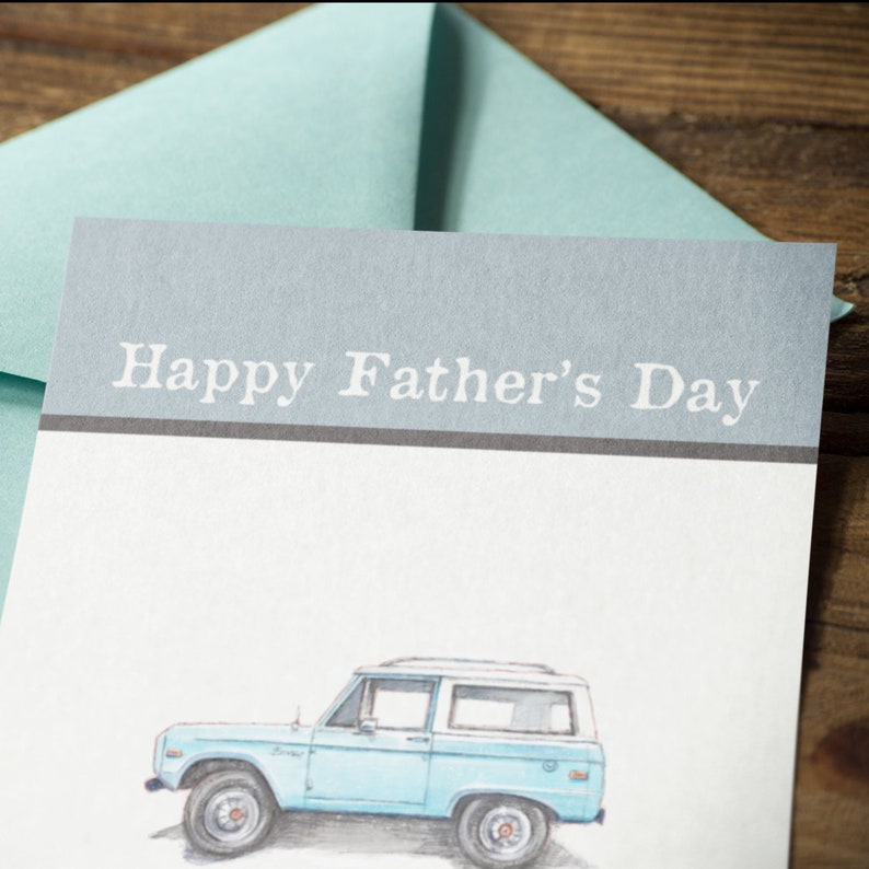 Paper Retro Car Print Truck Blank Card Ford Bronco Birthday Card ...
