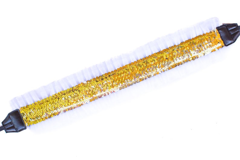 Sequin Camera Strap Gold with White Tulle | Etsy