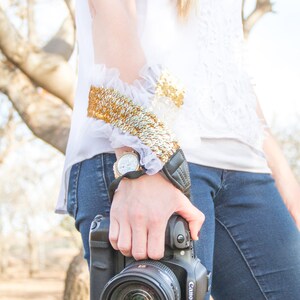 Sequin Camera Strap Gold with White Tulle | Etsy