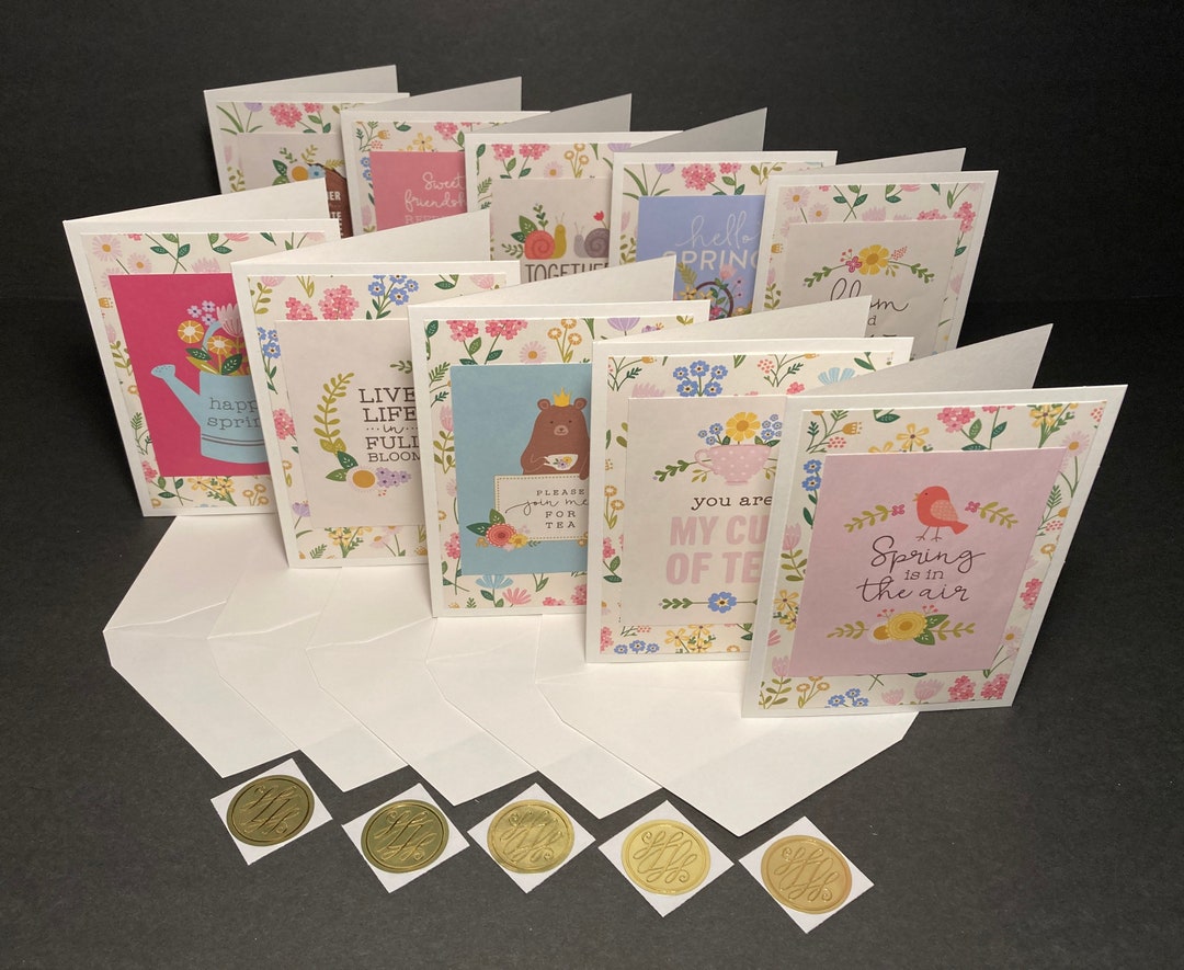 Spring Cards and Envelopes With Envelope Seals, Spring Card Set ...