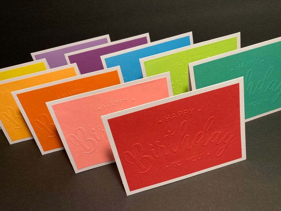 Embossed Happy Birthday Cards and Envelopes With Envelope Seals, Bulk ...