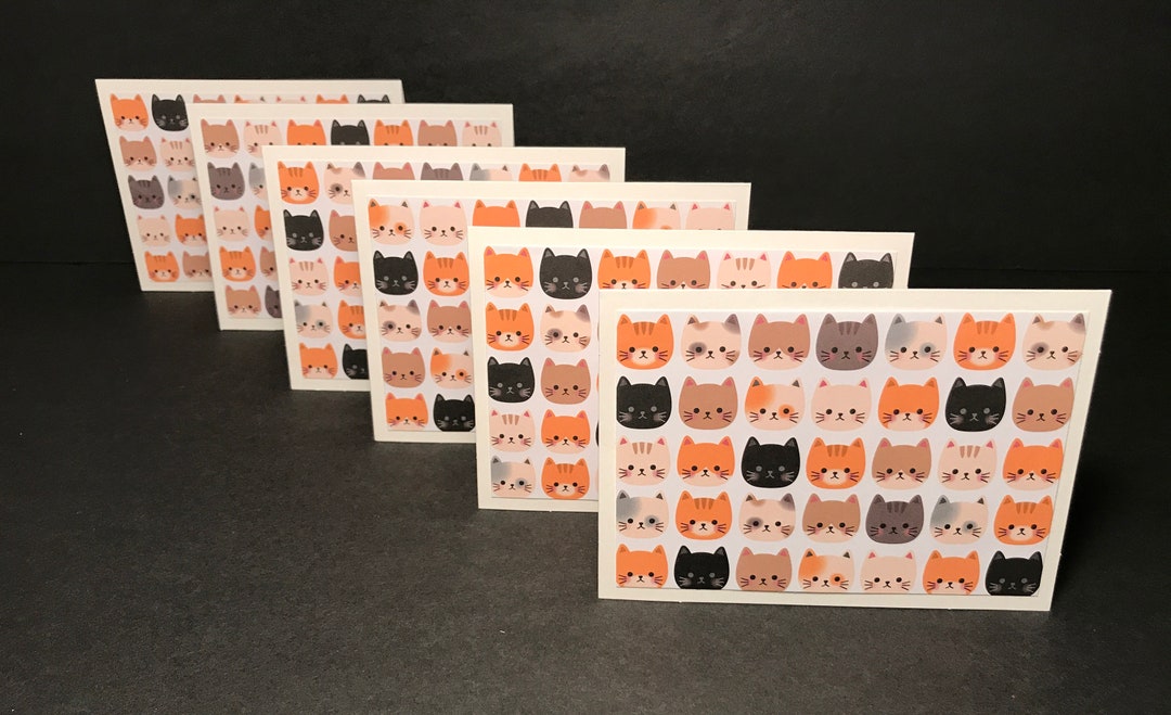 Cat Cards and Envelopes With Envelope Seals, Blank Cat Cards, Cat ...