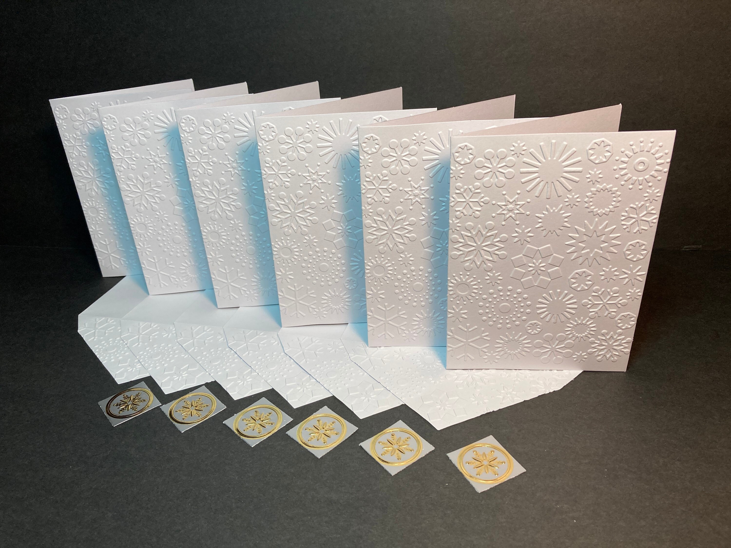 Snowflake Embossed Christmas Cards and Envelopes With Envelope Seals ...