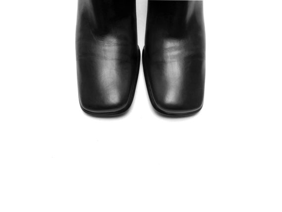 Black 90s sQuaRe toe booTs Made in ITaLY Designer chu… - Gem