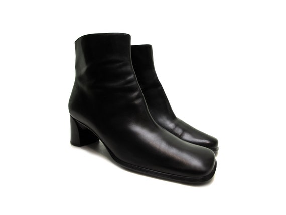 Black 90s sQuaRe toe booTs Made in ITaLY Designer chu… - Gem