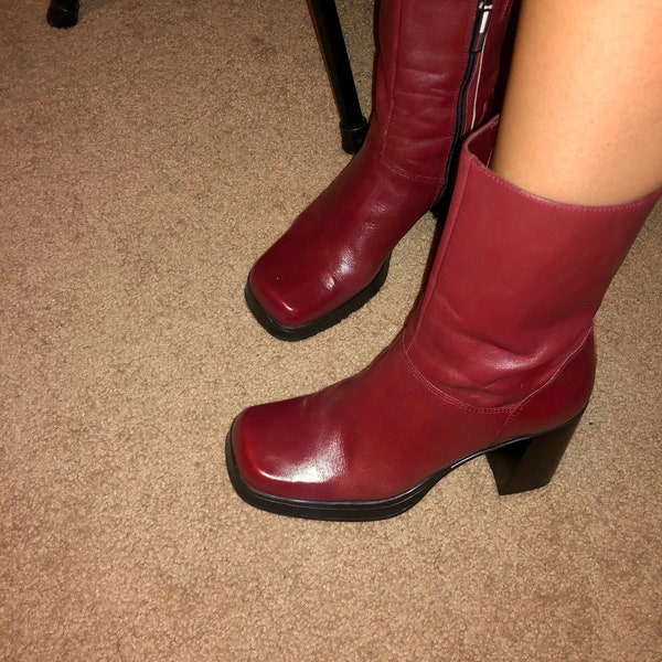 Red Leather Boot - Etsy