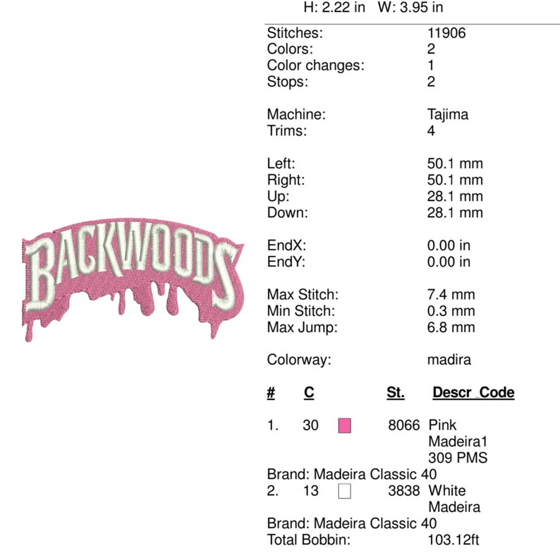 Backwoods Drip Embroidery Design Instant Digital File - Etsy