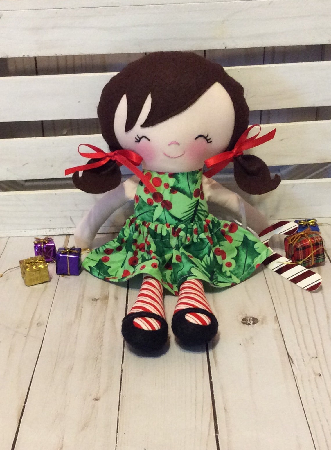 Handmade Girl Doll Eve 13.5" Plush Softie Rag Doll | Christmas Holiday ...