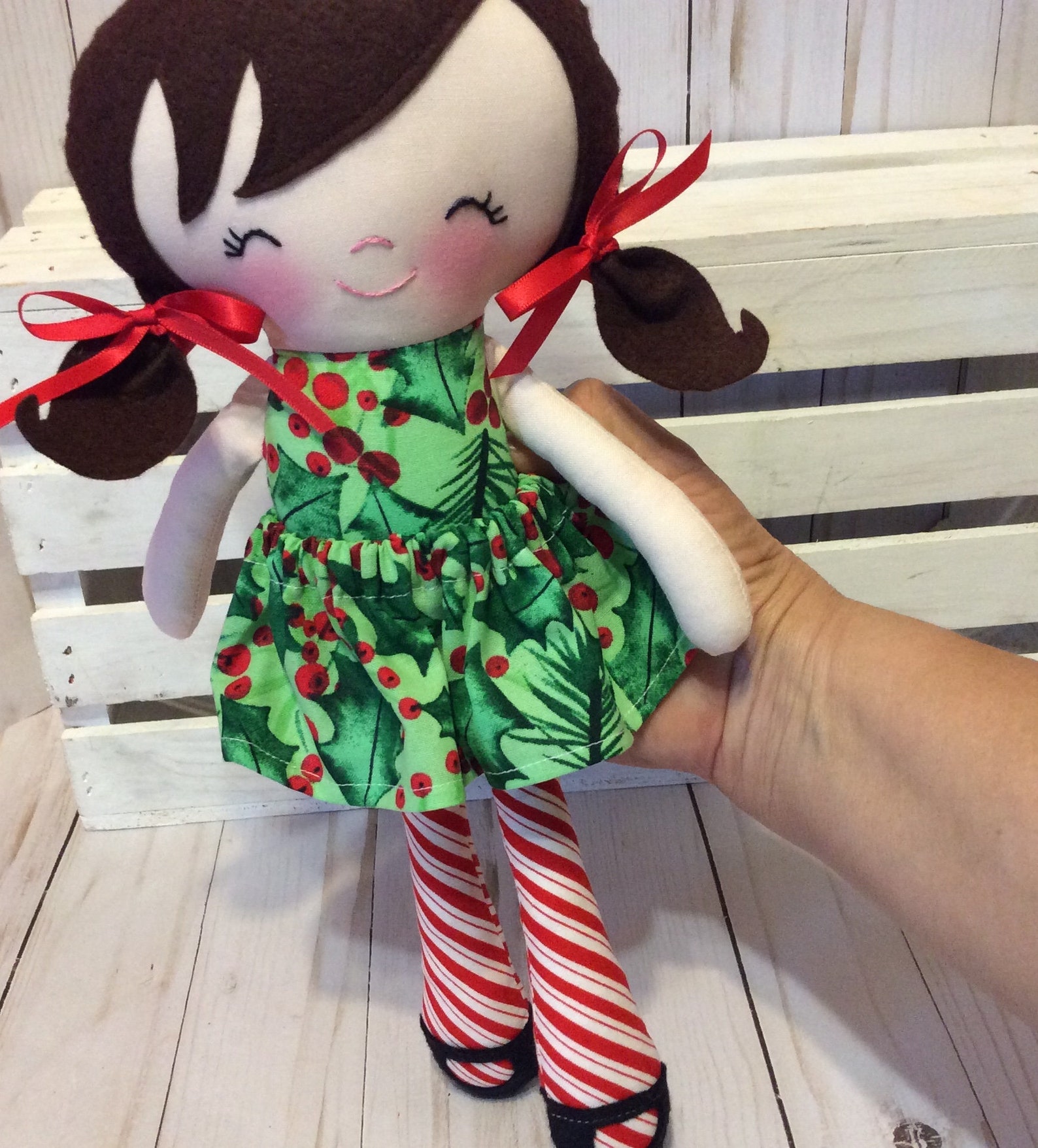 Handmade Girl Doll Eve 13.5" Plush Softie Rag Doll | Christmas Holiday ...