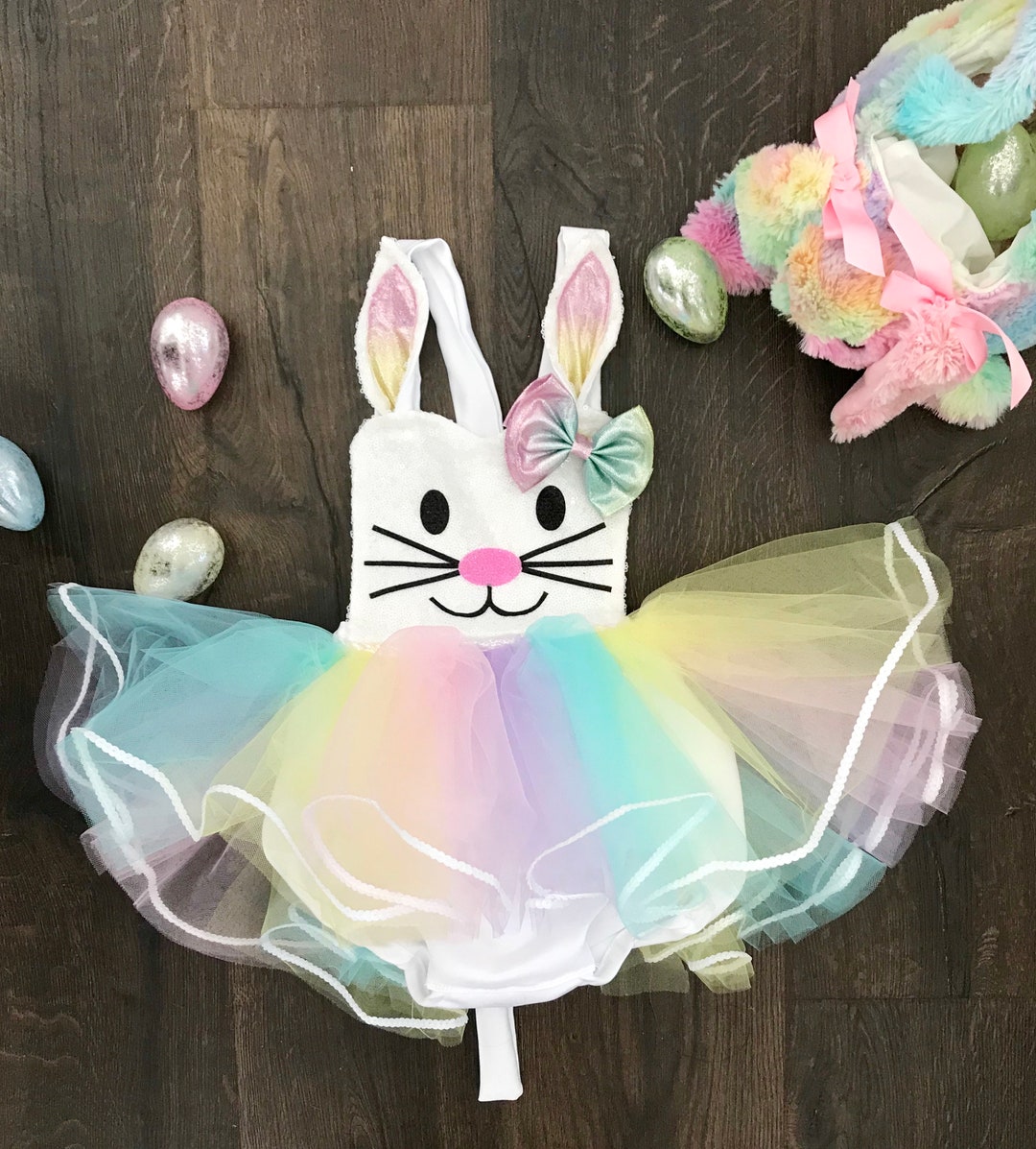 ORIGINAL REAL PREORDER Pastel Rainbow Easter Dazzle Bunny Romper Tutu ...