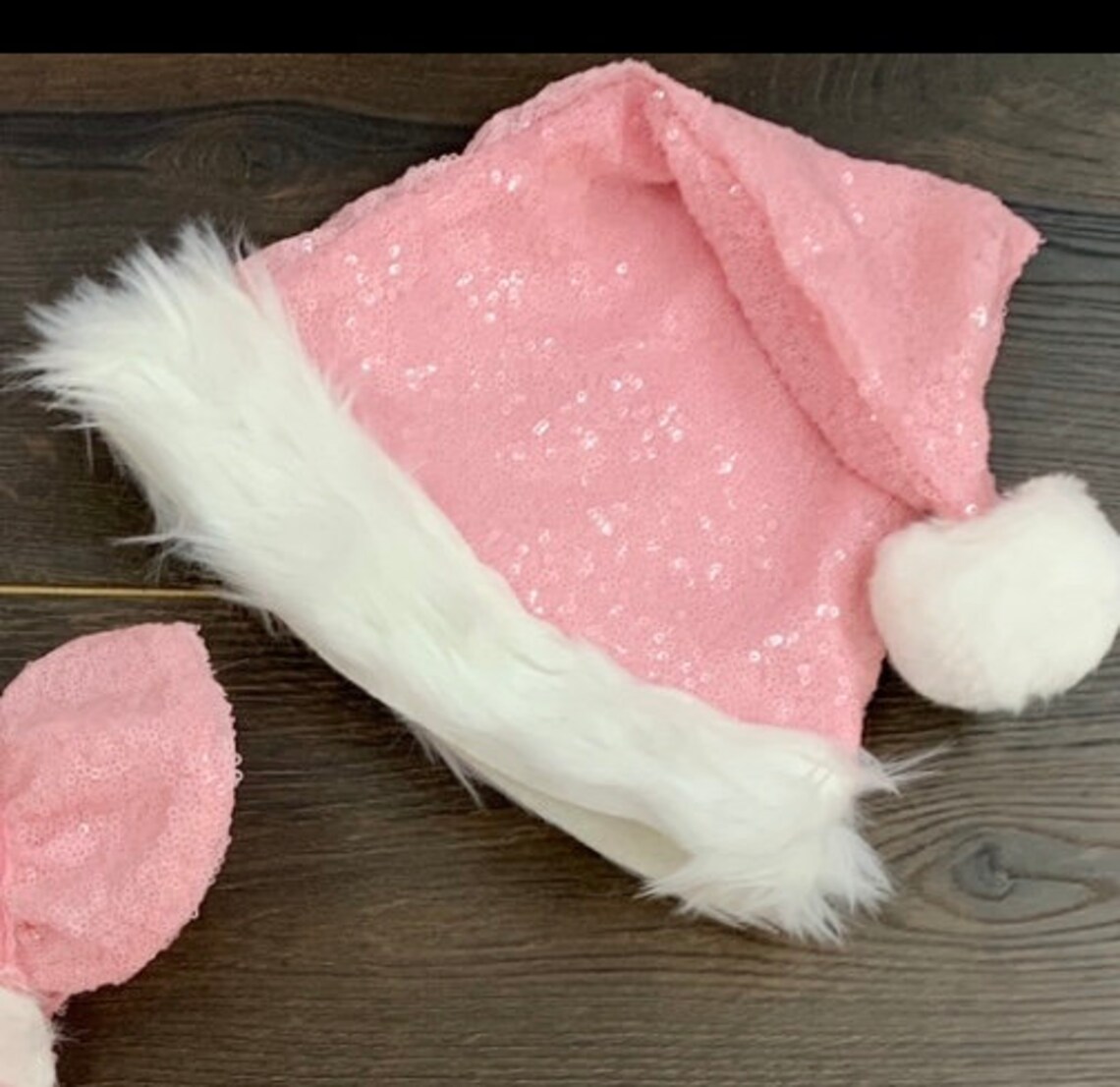 Girls Baby Pink Sparkle Santa Hat | Etsy
